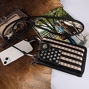 Montana West Women's Patriotic Studded Tote Satchel Handbags Concealed Carry Purse Crossbody Bags Black MBB-US04-183BK