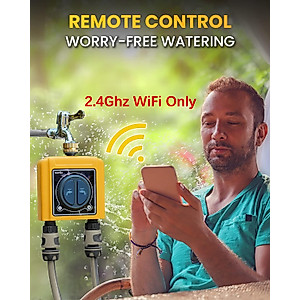 RAINPOINT Sprinkler Timer WiFi Water Timer with Brass Inlet,2 Outlets Smart Hose Timer,Automatic Irrigation System Controller, 2.4Ghz WiFi & Voice Control, Irrigation by Weather/Quantity/Soil Moisture