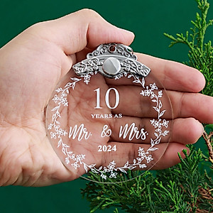 OWTTWO 10th Anniversary Wedding Gift 2024,10 Years Wedding Anniversary Ornament for Couple,Husband,Wife,Him,Her