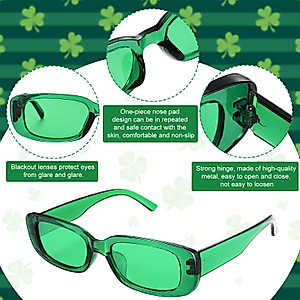 8 Pairs St Patrick's Day Green Sunglasses Rectangle Sunglasses Irish Retro Sunglasses Vintage Square Sunglasses for Men Women St Patrick's Day Party Favor Gift Supplies