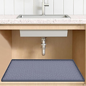 Under Sink Mat for Kitchen Silicone Waterproof Mat for 36" Cabinet, Kitchen Cabinet Liner, Under Sink Tray for Drips Leaks Spills Easy to Clean