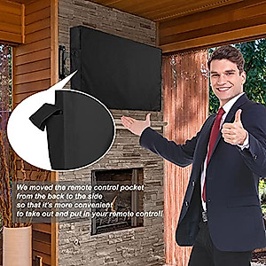 Outdoor TV Cover 50"-52" Universal Waterproof Dust-Proof With FREE Plastic Cover Front Flap Bottom Cover Scratch Resistant Interior Protector for LCD LED Plasma Television Set Remote Controller Pocket