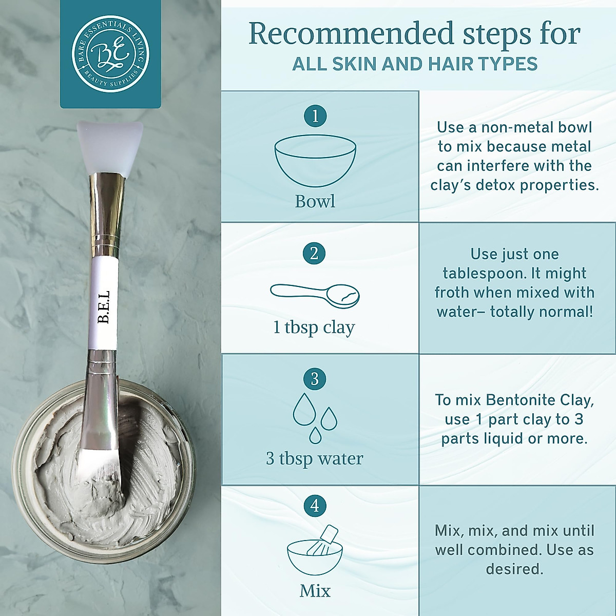 Bare Essentials Living - Bentonite Clay Powder (5lbs) Face Clay Mask, Bentonite Clay Detox for Skin, Clay Powder for Seed Bombs, Detox Bath, Cosmetic Clay Powder, Sodium Bentonite Clay - Made in USA