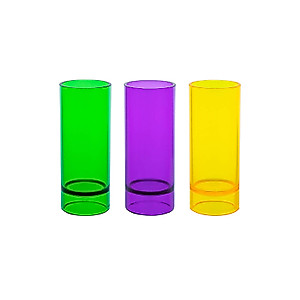 Party Essentials Hard Plastic 2-Ounce Shot Glasses/Shooters, 10 Count, Mardi Gras Mix