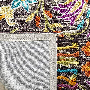 SAFAVIEH Aspen Collection Accent Rug - 4' x 6', Black & Purple, Handmade Boho Braided Tassel Wool, Ideal for High Traffic Areas in Entryway, Living Room, Bedroom (APN115Z)