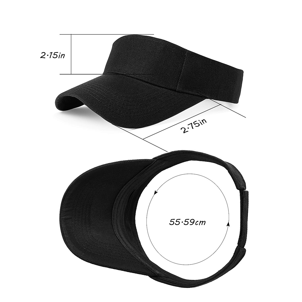 5 Pieces Sport Wear Athletic Visor Sun Visor Adjustable Cap Men Women Sun Sports Visor Hat (Black)