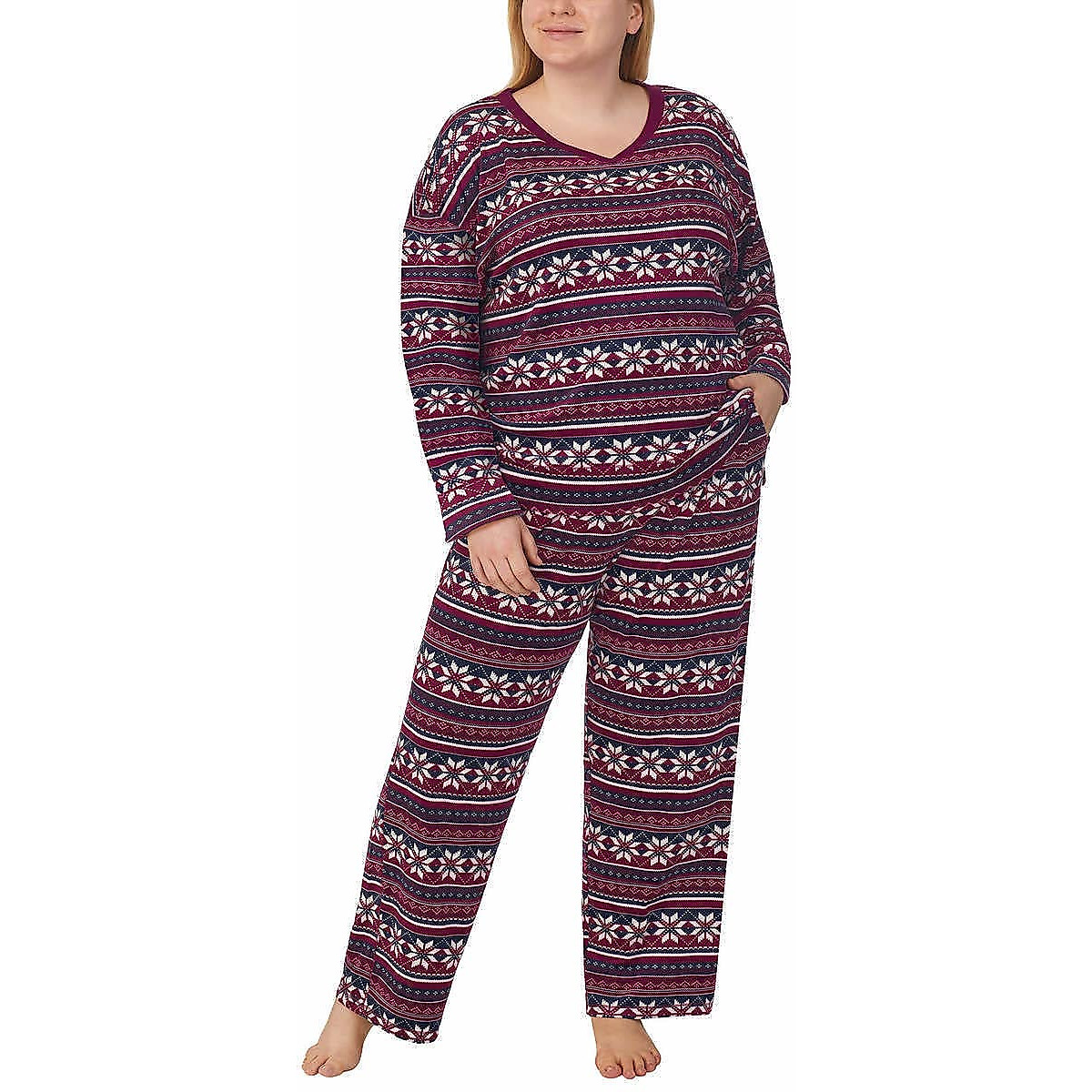 Nautica Women's 2 Piece Fleece Pajama Sleepwear Set (Medium, Purple)