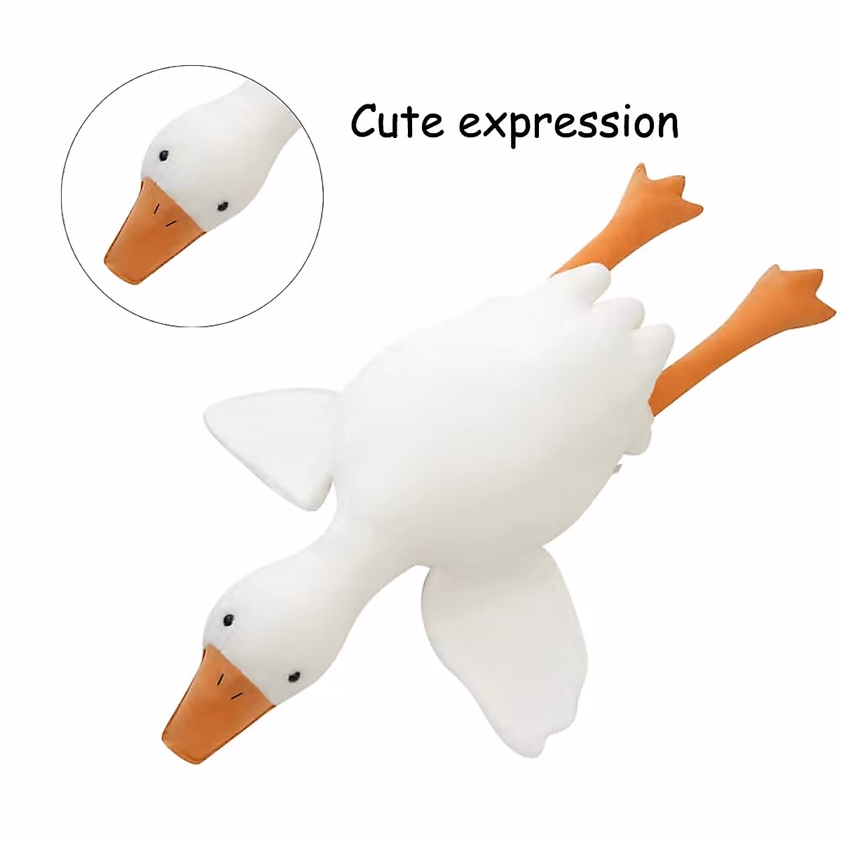 Giant White Goose Plush-Soft Furry Swan Stuffed Animal Pillow,Huge Goose Plush Hugging Pillow Gifts for Every Age (51.2in)