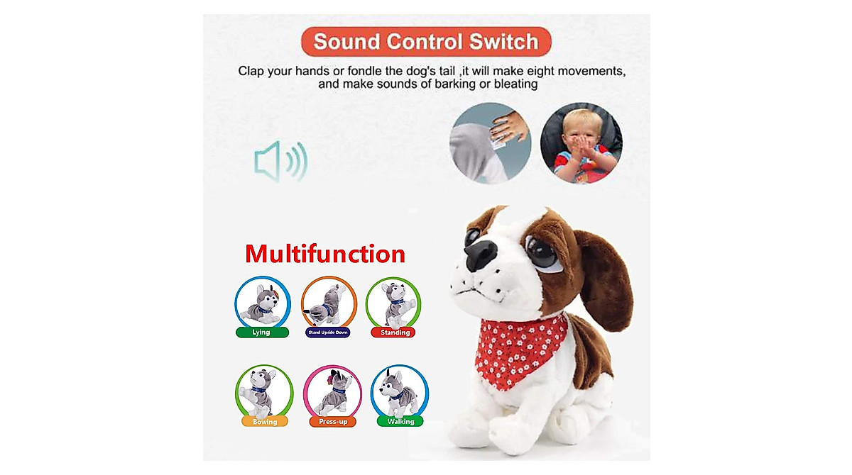 Interactive Animated Dog Plush Toy - Barks, Sits, Walks for Kids