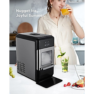 Watoor Countertop Chewable Nugget Ice Maker Auto Self-Cleaning with a Ice Scoop 44lbs Per Day