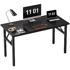Need Computer Desk Office Desk 47 inches Folding Table with BIFMA Certification Computer Table Workstation No Install Needed, Black Brown