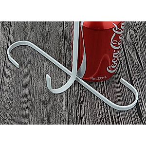 RuiLing 6-Pack 8 Inch White Finish Steel Hanging Flat Hooks - S Shaped Hook Heavy-Duty S Hooks, for Kitchenware, Pots, Utensils, Plants, Towels, Gardening Tools, Clothes