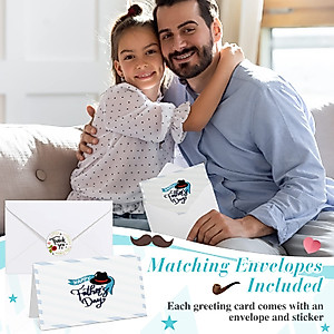 Lincia 24 Sets Father's Day Card Happy Father's Day Greeting Cards with Envelopes and Stickers 5.9 x 3.9 Inch 6 Assorted Father's Day Note Card for Dad Father's Day Birthday Gifts Favors