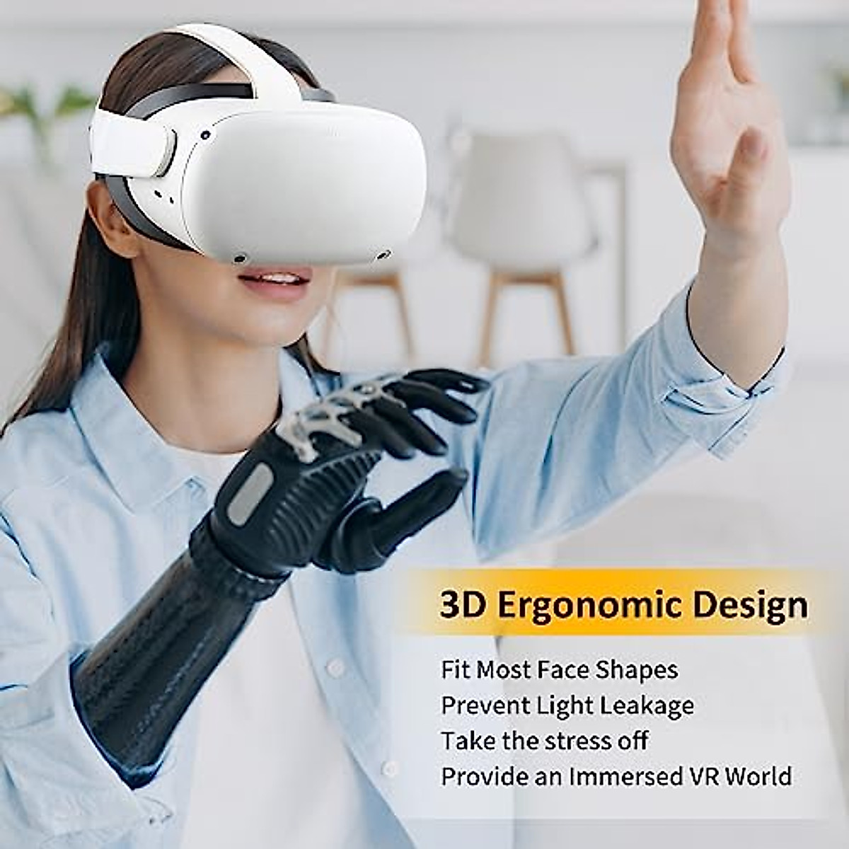 Face Cover Pad and Facial Interface Bracket for Oculus/Meta Quest 2 VR Accessories with Anti-Leakage Nose Pad