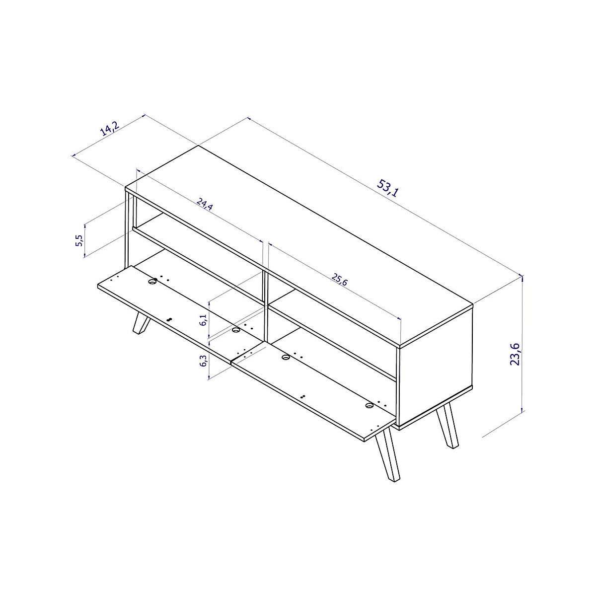 Boahaus Milwaukee Black Matte TV Stand - Mid-Century Modern Entertainment Center for TVs up to 55" - Durable Manufactured Wood - Ample Storage Cabinets
