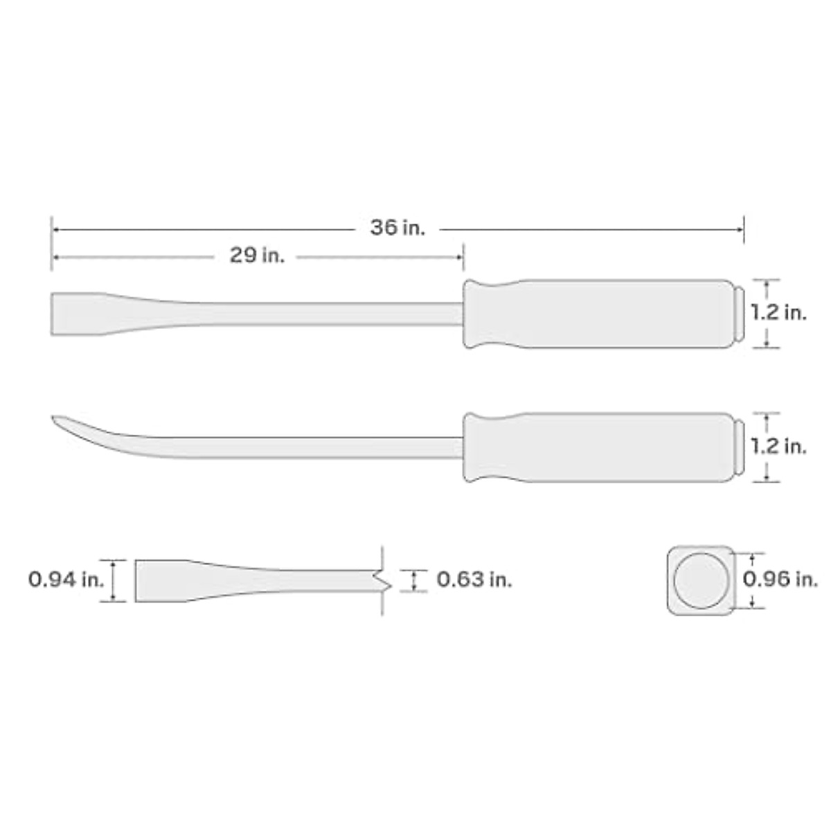 TEKTON 36 Inch Angled End Handled Pry Bar | LSQ42036
