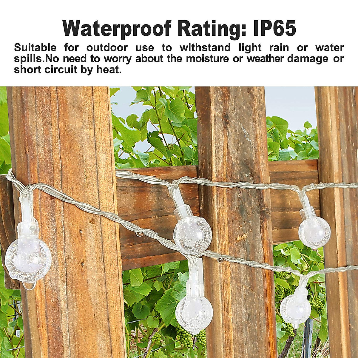 Abeden Solar String Light Outdoor,16ft 50LED Crystal Globe Lights,8 Modes Waterproof Bulb String Lights for Home,Garden,Patio,Wedding,Party Outdoor Wall Decoration