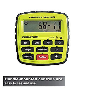 Calculated Industries #6575 DigiRoller Plus III 12.5 Inch Estimators Electronic Distance Measuring Wheel with Large Backlit Digital Display; Measure in Feet, Inches, Meters, Yards; FREE Carrying Pack