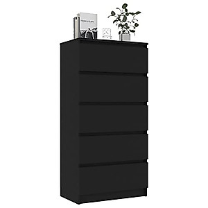 SEASD Buffets and Drawer Sideboard Cabinet with Storage Home Decor Black 23.6"x13.7"x47.6" Chipboard