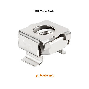 uxcell 55 Pack, M5 Cage Nut, Carbon Steel Nickel Plated for Server Shelf Cabinet