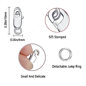 925 Sterling Silver Lobster Claw Clasp with Closed Jump Rings for Necklaces Bracelet Or Jewelry Making, Made in Italy.10mmx4mm(0.39 x 0.16 inch)