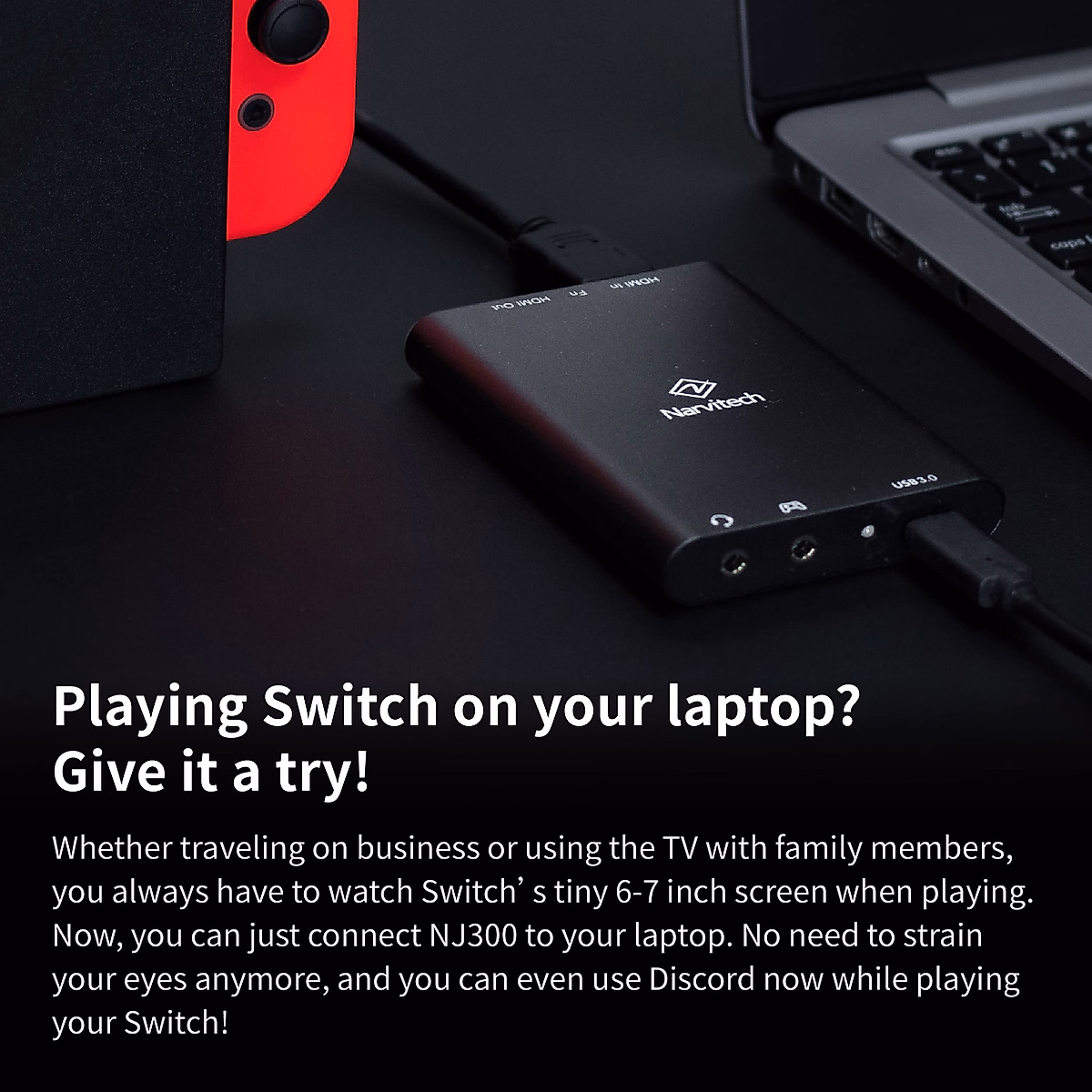 Narvitech NJ300, External Capture Card. 4K60 Passthrough, Stream and Record in 1080P60 with ultra-low latency on PS5, PS4, Xbox Series X/S, in OBS and more, on PC and Mac. Supports Party Chat capture.