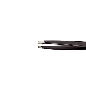 Stainless Steel Slant Tipped Tweezers by Plucked: Pack of 2 Hair Removal Tweezers for Men and Women –Slanted Tweezers for Eyebrow Plucking and Splinter Removal –Easy to Use Black and Pink Tweezers