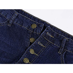 Andongnywell Womens Classic Stretchy Flare Jeans Stretch Slim Bell Bottom Wide Leg Denim Pants Trousers (Blue,X-Large)