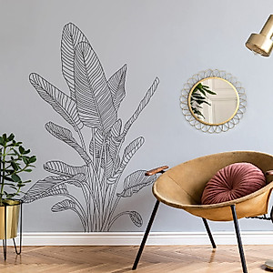 Supzone Simple Tropical Plants Wall Stickers Boho Modern Style Wall Decal Sketch Tropical Palm Leaves Wall Art Sticker for Bedroom Living Room Kitchen Sofa TV Backdrop Wall Decoration