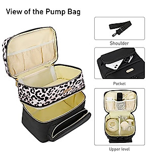 V-COOOL Wearable Breast Pump Bag Compatible with Willow Elvie Hands-Free Pumps, Carrying Case for Work Mom, Breastfeeling Pump Bag Adjustable Velcro and Pump Parts Wet Bag(Only Leopard Bag)