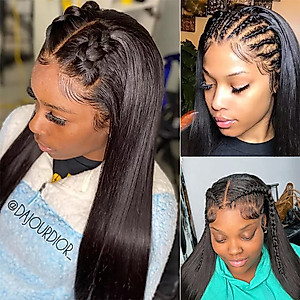 FDX 20 Inch Straight HD Lace Front Wigs Human Hair Pre Plucked 13x4 Lace Front Wigs Human Hair 180 Density Transparent Frontal Wigs Human Hair Lace Brazilian Human Hair Wigs for Black Women Glueless