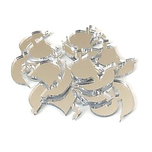 Super Cool Creations Pirate Ship Shaped Crafting Mirrors, Set of 10, Many Colours, Shatterproof Acrylic, Black, Pack of 10 x 4cm