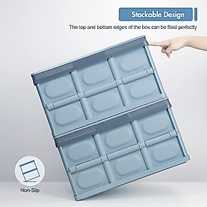 Homde Collapsible Storage Bins Bundle: 2 Gray Storage Boxes and 2 Blue Storage Boxes (Large)