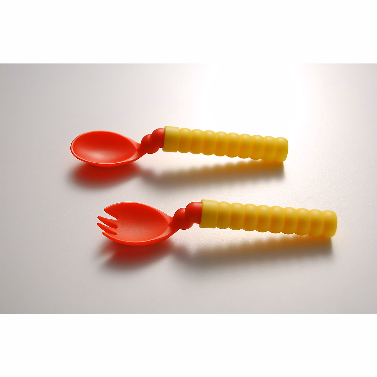 Less Mess Super Spoon & Spork Set | Self Leveling Swivel Spoon and Spork with Rotating Handle | Teach Baby and Toddler to Learn to Self-Feed | Less Mess SuperSpoon