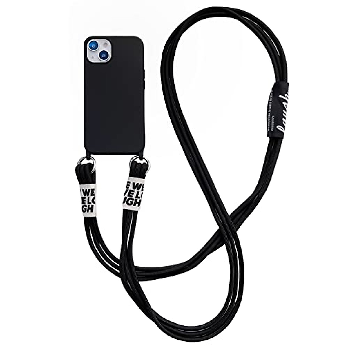 CQUUKOI Crossbody Phone Case for iPhone 13 Pro Max Lanyard Silicone TPU Phone Cover with Detachable Necklace Strap Anti-Drop Protective Cover for iPhone 13 Pro Max Women Men Black