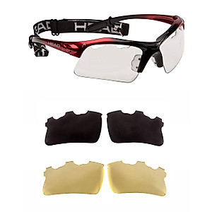 HEAD Racquetball Goggles - Raptor Anti Fog & Scratch Resistant Protective Eyewear w/UV Protection, Red