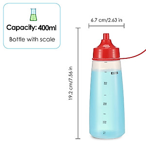 Ondiomn Condiment Squeeze Bottle Wide Mouth, 2 Pack 400ml Clear Squeeze Bottles for Condiments, Paint, Ketchup, Mustard, Oil, Sauces, Resin, Baking, Cake Decorating, Cleaning, BPA Free-Food Grade