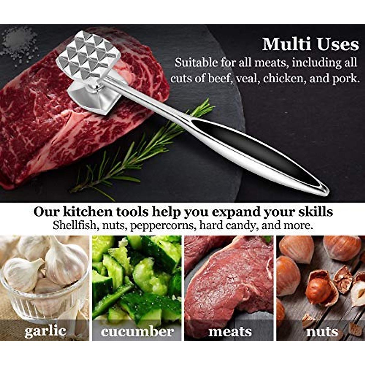 Aliglow Meat Tenderizer Hammer Tool/Pounder For Tenderizing Steak Beef Poultry
