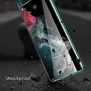 Jonwelsy Case for Samsung Galaxy S22 Ultra, 360 Degree Front and Back Clear Tempered Glass Full Body Protection Magnetic Adsorption Metal Bumper Frame Flip Cover for Samsung S22 Ultra (Burgundy)