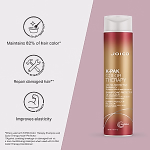 Joico K-PAK Color Therapy Color-Protecting Shampoo | For Color-Treated Hair | Boost Shine | Improve Elasticity | Repair Breakage | Rebuild Damaged Hair | With Keratin & Argan Oil | 10.1 Fl Oz