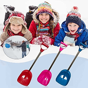 Kid Snow Shovel with Stainless Steel Handle, 23.2" Durable Shovel for Snow Removal, Winter Shovel with Handle for Digging Sand and Beach Fun Gift (Hot Pink)