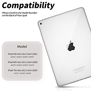 Aoub Keyboard Case for iPad 9th Generation 2021/8th Gen 2020/7th Gen 2019 10.2 Inch, Detachable Wireless Bluetooth Keyboard, Stand Folio Keyboard Cover with Pencil Holder, Auto Sleep/Wake, Gray White