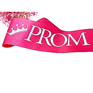 Prom King and Prom Queen Sash, Hot Pink and Black Sashes with Silver Foil Letter Graduation School Accessories Bachelorette Wedding Bridal Shower Party Favors Decoration