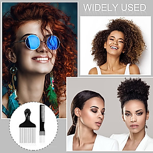 3 Pieces Hair Lift Combs with Metal Prongs for Women - Salon Teasing Back Combs in Pink or Black Carbon with Stainless Steel (Black)