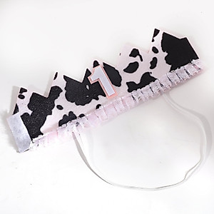 Pink Cow Birthday Party Hat/Crown - Western-Themed First Birthday Crown for Baby Girl, Party Decorations and Photo Props
