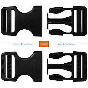 Buckles for Straps 1": Side Release Buckle Plastic Clip 10 set + Tri-Glide Slide 20 pcs Fit 1 inch Wide Nylon Webbing Canvas Strap, Heavy Duty Replacement Backpack Dog Collar, Dual Adjustable No Sew