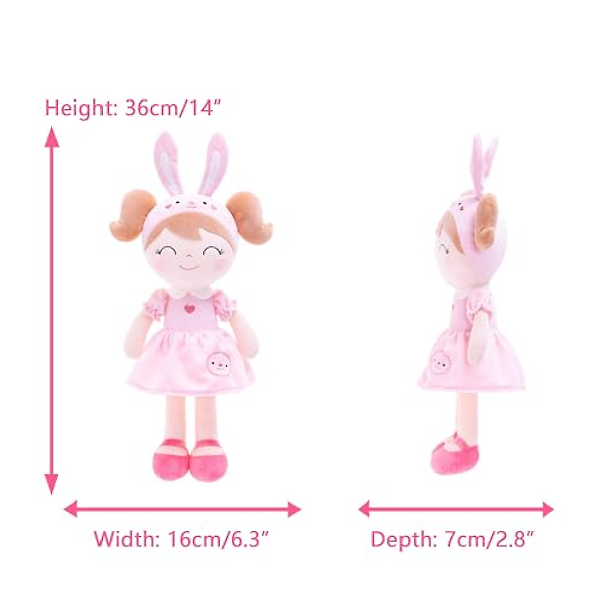 Gloveleya Baby Doll Girl Gifts Soft Plush Bunny Dolls 14" with Gift Box