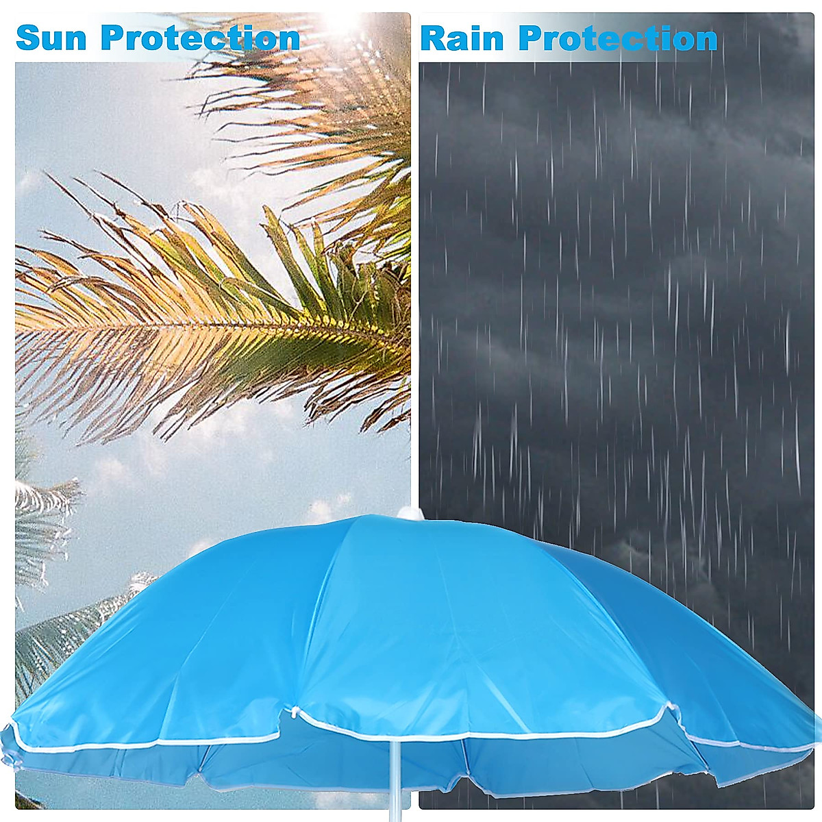 DOALBUN Double Portable Picnic Chair Folding Camping Chair W/Umbrella Table Beverage Holder Carrying Bag Cooler Fold Up Table for Patio Pool Park Outdoor Beach Camping Chair (Blue)