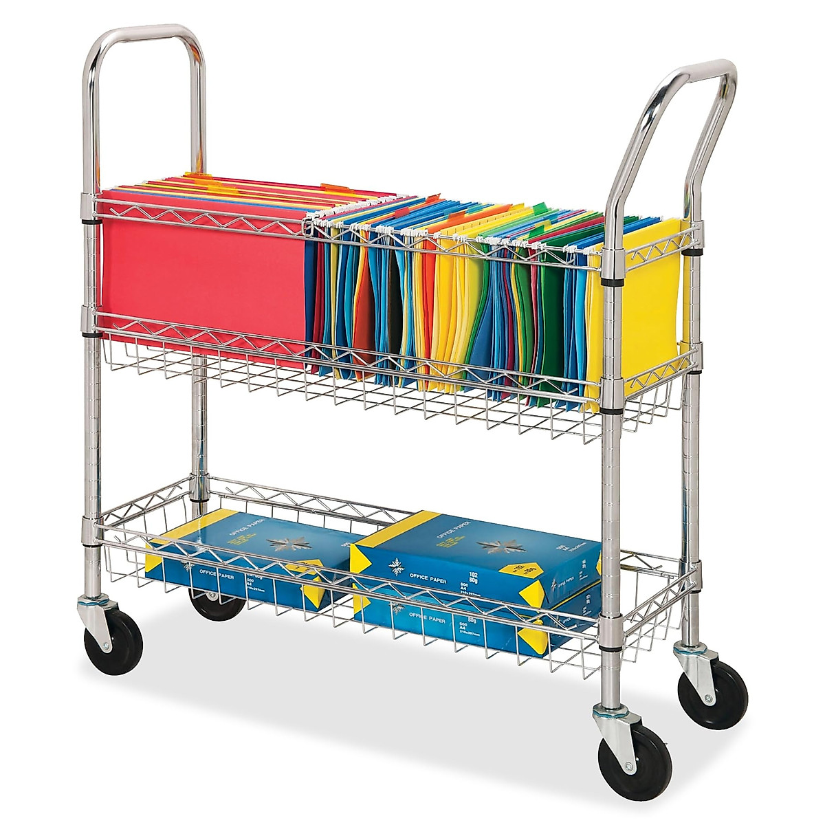 Lorell Wire Mail Cart, Chrome