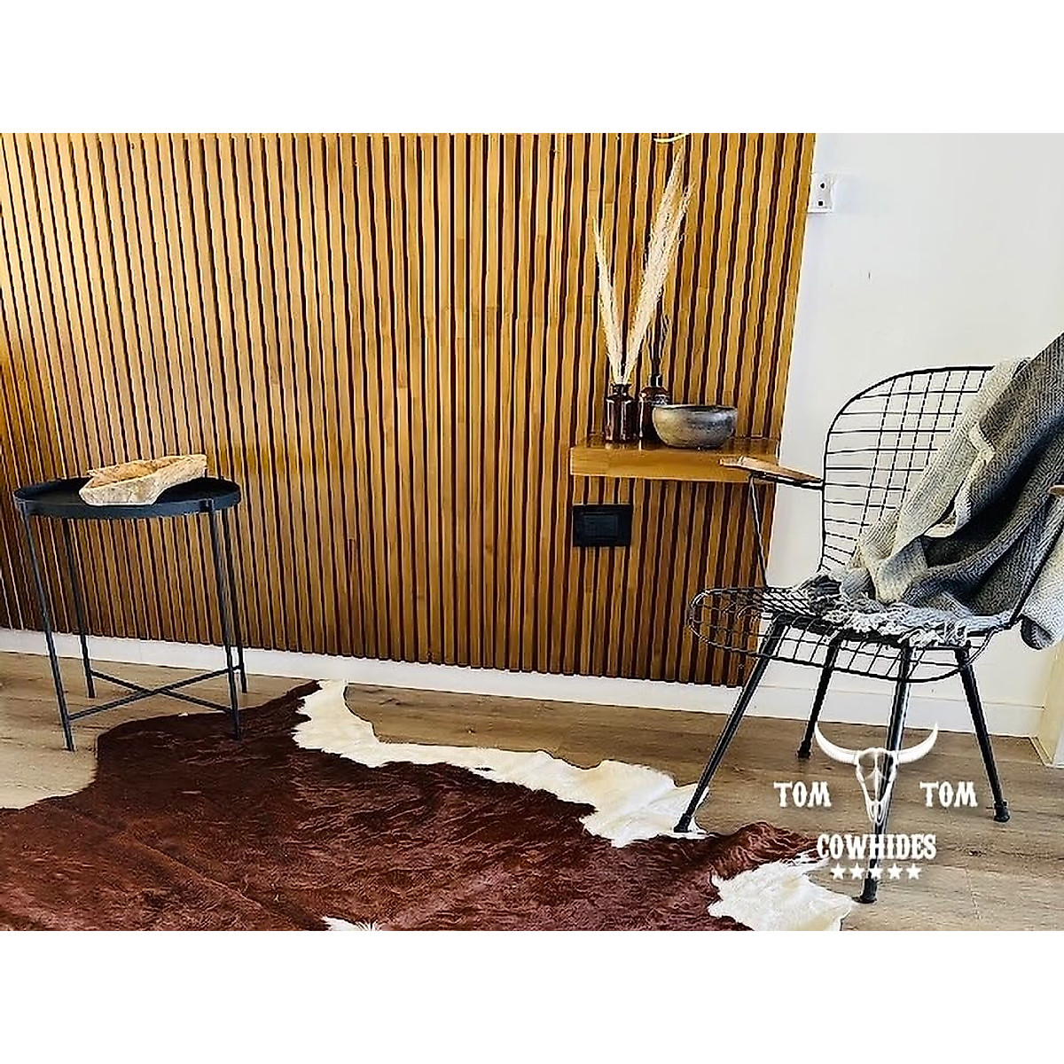 Cowhides Rug 7x6.5 Hereford Natural Leather